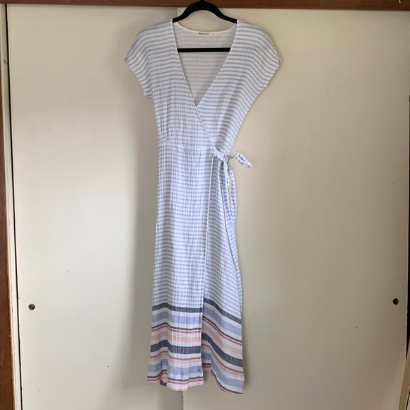 Marine Layer | Dresses | Marine Layer Maddie Wrap Dress In Bel Air Blue ...